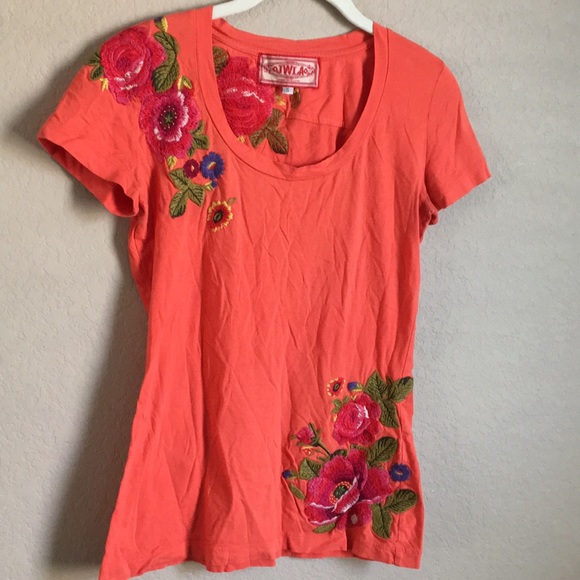 Johnny Was | Tops | Johnny Was Scoop Neck Embroidered Tee | Poshmark